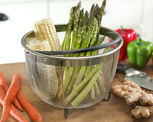 The Original Hatrigo Steamer Basket for Pressure Cooker Accessories 6qt [3qt 8qt avail] Compatible with Instant Pot Accessories 6 qt, Ninja Foodi, Other Pressure Cookers, Silicone Handle, IP 6 Quart