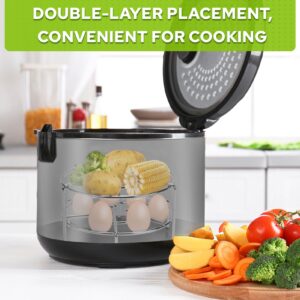 HULISEN Steam Rack, 3" and 1-3/4" Tall Trivet for Instant Pot 3 Qt and 6 Qt, Heavy Duty 18/8 Stainless Steel Steamer Rack Fit Pressure Cooker (6.4" Round - 2Pcs)