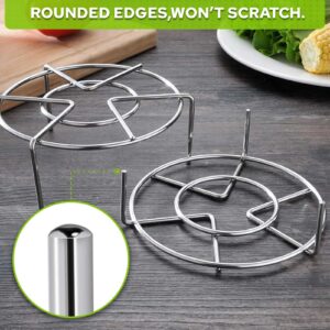 HULISEN Steam Rack, 3" and 1-3/4" Tall Trivet for Instant Pot 3 Qt and 6 Qt, Heavy Duty 18/8 Stainless Steel Steamer Rack Fit Pressure Cooker (6.4" Round - 2Pcs)