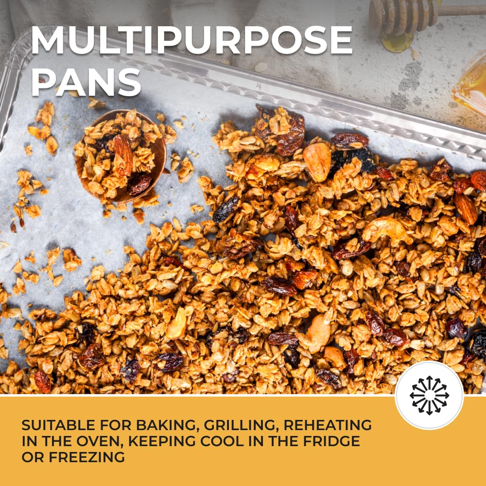 Aluminum Sheet Pans (15 Pack) Half-Sheet Size: 17 1/2" x 13 1/4" x 1 1/4" - Disposable Heavy-Duty Large Baking Trays That Fit Oven Rails. Sturdy Foil Pans Great For Baking Cookies, Grilling and more