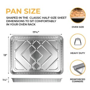 Aluminum Sheet Pans (15 Pack) Half-Sheet Size: 17 1/2" x 13 1/4" x 1 1/4" - Disposable Heavy-Duty Large Baking Trays That Fit Oven Rails. Sturdy Foil Pans Great For Baking Cookies, Grilling and more