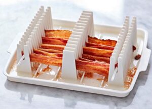 emson wave, microwave cooker tray, reduces fat up to 35% for healthy, make crispy bacon in minutes, original as seen on tv new, small, white