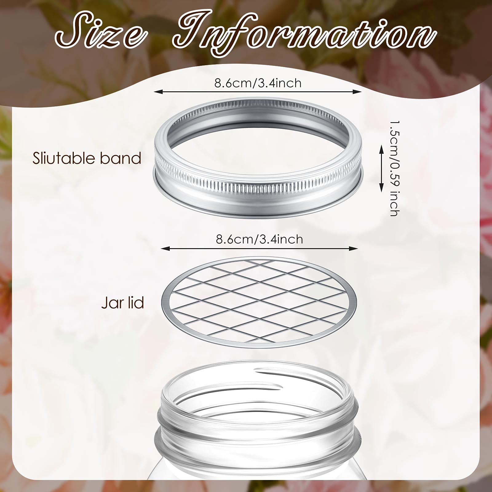 15 Pieces Mason Flower Jar Insert Lid for Wide Mouth Mason Canning Jars Metal Flower Lid Insert Mason Grid Flower Organizer Lid Insert Mason Jar Lids with Straw Hole