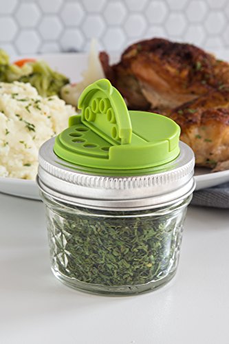 Jarware Spice Lid for Regular Mouth Mason Jars, Green