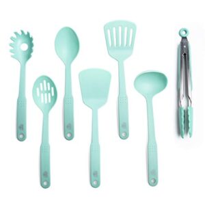 GreenLife Soft Grip Healthy Ceramic Nonstick, Cookware Pots and Pans Set, 16 Piece, Turquoise & Nylon Cooking Set, 7-Piece, Turquoise, 7pc Utensil, Turqouise