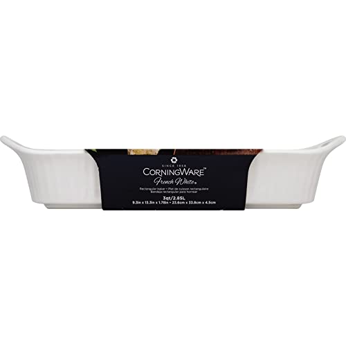 Corningware 1105936 French White 3qt/2.85L Oblong Ceramic Casserole Bakeware Dish