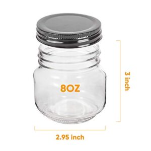 QAPPDA Mason Jars,Glass Jars With Lids 8 oz,Canning Jars For Pickles And Kitchen Storage,Wide Mouth Spice Jars With Black Lids For Honey,Caviar,Herb,Jelly,Jams,Set of 24…