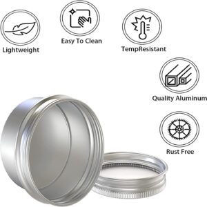 20 Pcs 2 Ounce Aluminum Tin Jar, 60 ML Refillable Tin Container, with Screw Lid, for Storing Spices, Candies, Candles, Silver