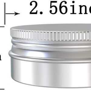 20 Pcs 2 Ounce Aluminum Tin Jar, 60 ML Refillable Tin Container, with Screw Lid, for Storing Spices, Candies, Candles, Silver