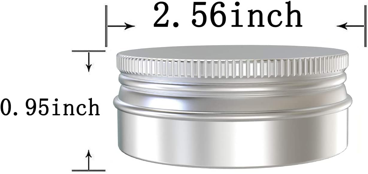 20 Pcs 2 Ounce Aluminum Tin Jar, 60 ML Refillable Tin Container, with Screw Lid, for Storing Spices, Candies, Candles, Silver