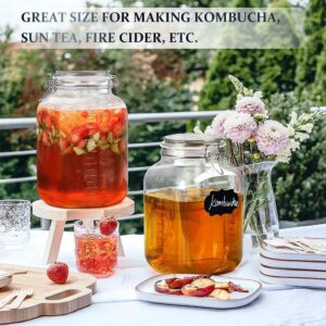 Folinstall 1 Gallon Square Super Wide-Mouth Glass Jars with Airtight Lids, Glass Storage Jars with 2 Measurement Mark, Sturdy Canning Jars with Large Capacity 4100 ML For Overnight Oats