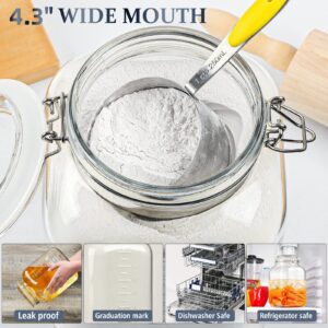 Folinstall 1 Gallon Square Super Wide-Mouth Glass Jars with Airtight Lids, Glass Storage Jars with 2 Measurement Mark, Sturdy Canning Jars with Large Capacity 4100 ML For Overnight Oats