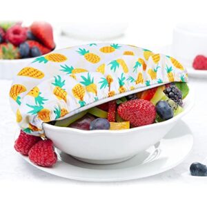 10 Pieces Bowl Covers Reusable in 5 Size Stretch Cloth Fabric Elastic Food Storage Cotton Bread Lids for Food, Fruits, Leftover (Summer Style)