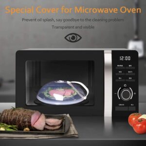 2PACK Microwave Splatter Cover for Foods, BPA Free Microwave Plate Cover Guard Lid with Adjustable Steam Vents Keeps Oven Clean Dishwasher Safe (2)