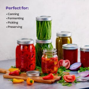 SEWANTA Wide Mouth Mason Jars 16 oz With mason jar lids and Bands, mason jars 16 oz - For Canning, Fermenting, Pickling - Jar Décor - Microwave/Freeze/Dishwasher Safe. (12)