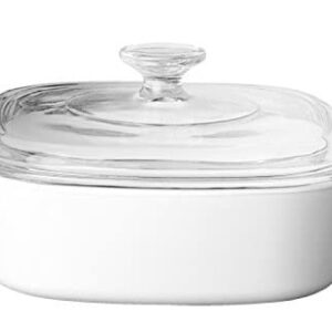 CorningWare Pyroceram Classic Casserole Dish with Glass Cover, White, Square, 2 Quart, 2 Liter (Medium)