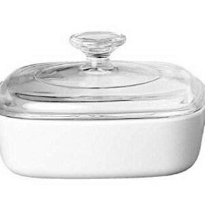 CorningWare Pyroceram Classic Casserole Dish with Glass Cover, White, Square, 2 Quart, 2 Liter (Medium)