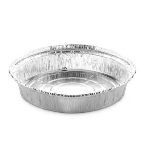 MontoPack 9” Round Aluminum Foil Pans | Disposable Containers with Straight Walls for Storing, Serving, Baking & Reheating | Freezer and Oven Safe, Recyclable, USA-Made | 50-Pack of Tins for Meal Prep