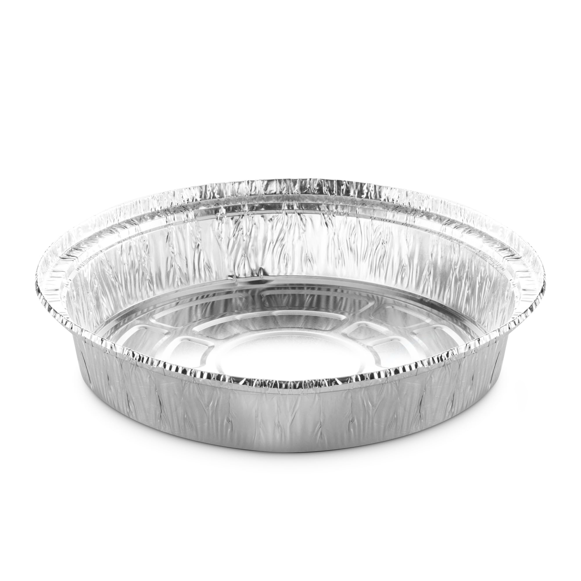 MontoPack 9” Round Aluminum Foil Pans | Disposable Containers with Straight Walls for Storing, Serving, Baking & Reheating | Freezer and Oven Safe, Recyclable, USA-Made | 50-Pack of Tins for Meal Prep