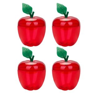 HANZE Large Red Apple Container, Apple Shaped Candy Toy Filling Containers Jar, Back To School Teacher Appreciation Gift, Wedding Party Ornaments Christmas Decorations Supplies Favors - 4 Pack