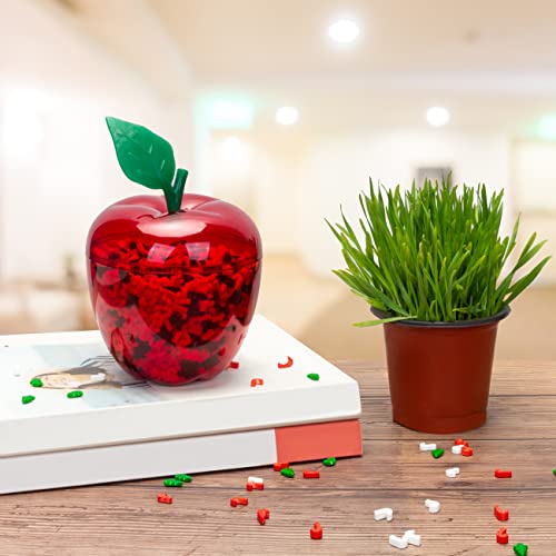 HANZE Large Red Apple Container, Apple Shaped Candy Toy Filling Containers Jar, Back To School Teacher Appreciation Gift, Wedding Party Ornaments Christmas Decorations Supplies Favors - 4 Pack