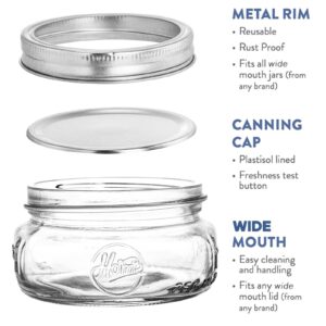 Tebery 24 Pack Home Glass Mason Jars with Silver Metal Airtight Lids and Bands, 8-Ounce Wide Mouth Glass Canning Jars for for Canning, Preserving, Meal Prep, Overnight Oats, Jam, Jelly