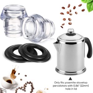 Lounsweer 2 Sets Top and Washer Ring Compatible with Farberware Yosemite Coffee Percolators Replacement Transparent Coffee Percolator Top Coffee Percolator Parts