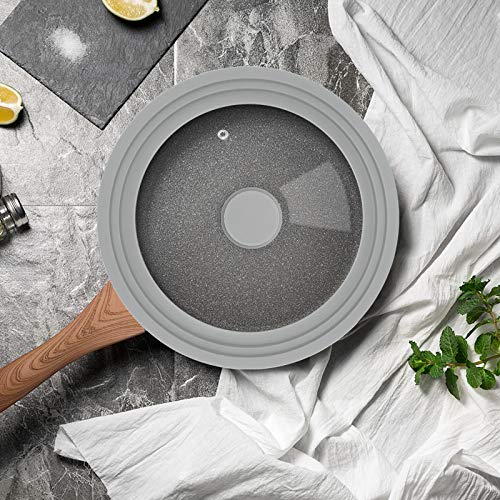 TOPULORS Universal Lid for Pots, Pans and Skillets, Tempered Glass with Silicone Rim Fits All 9 to 11 Inch Diameter Cookware, Frying Pan Cover, Replacement Lid, Dishwasher Safe, Grey