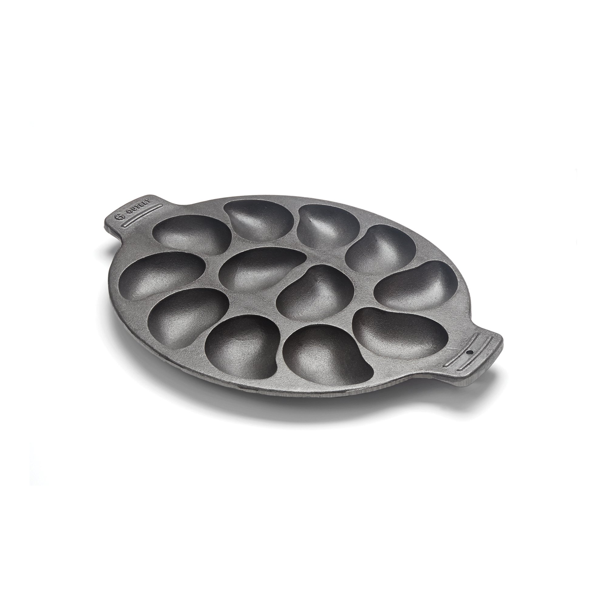 Outset 76225 Cast Iron Oyster Grill Pan, 12 Cavities, Black