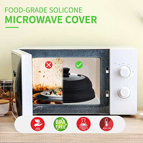 Glass Microwave Splatter Cover for Food BPA Free,10.5 inches Foldable Microwave Plate Cover Silicone Splash Guard Food Cover