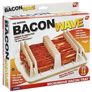 Emson Bacon Wave TRTAZ11A, Microwave Bacon Cooker, New, 9.96" x 8.03" x 0.37" (Length x Width x Height), White