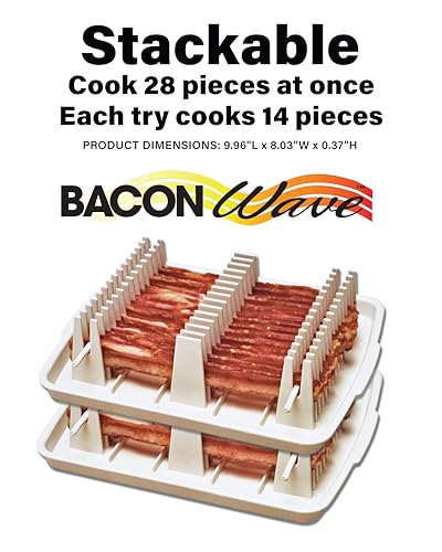 Emson Bacon Wave TRTAZ11A, Microwave Bacon Cooker, New, 9.96" x 8.03" x 0.37" (Length x Width x Height), White