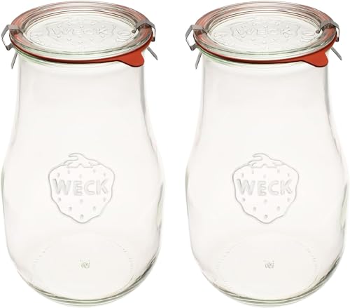 Weck Jars - Weck Tulip Jars 2.5 Liter - Sour Dough Starter Jars - Large Glass Jars for Sourdough - Starter Jar with Glass Lid - Tulip Jar with Wide Mouth - Suitable for Canning and Storage - 1 Jar