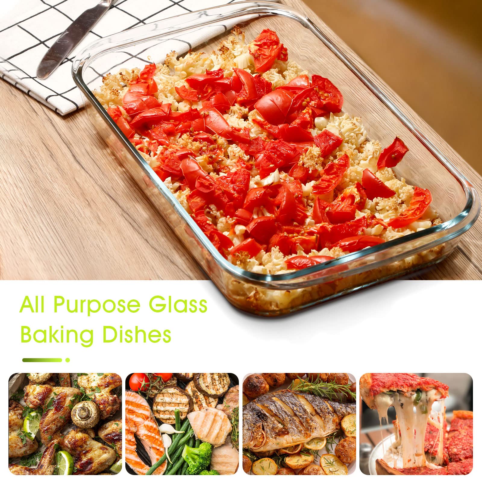 1 Liter Mini (5.5in x 8in) Glass Baking Dish for Oven, Single Serving Glass Pan for Cooking Small Glass Casserole Dish Rectangular Baking Pan Glass Oven Bakeware