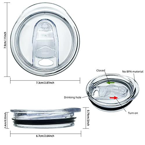 AiHeart 20oz Skinny Tumbler Replacement Lids 2 Pack,Spill Proof Splash Resistant Silicone Sliding Covers,Straw Friendly, BPA Free (20OZ)