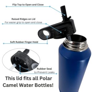 Polar Camel Replacement Lid (40/32/20 oz Water Bottle Lid, 1-Pack w/Straw)