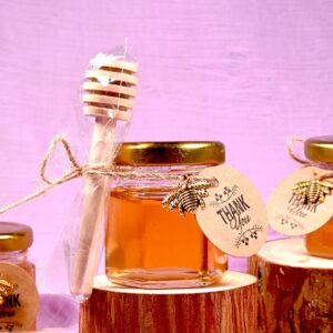 DnayDkiy 20 Pack Glass Honey Jars with Dipper - Gold Lids, Bee Pendants, Jutes, and Thank You Cards - Perfect for Baby Shower Favors, Wedding Favors, Party Favors