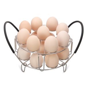 aozita multipurpose stackable egg steamer rack trivet with heat resistant silicone handles compatible for instant pot accessories 6 qt/8 qt - 18 egg cooking rack for pressure cooker accessories