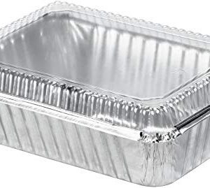 DecorRack 14 2.25 Lb Aluminum Pan with Dome Lid, Heavy Duty Rectangular Tin Foil Pans, Perfect for Reheating, Baking, Roasting, Meal Prep, To-Go Containers, Environmentally Friendly (Pack of 14)