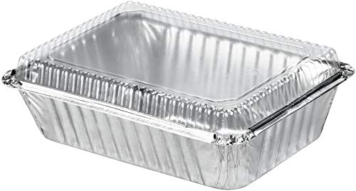 DecorRack 14 2.25 Lb Aluminum Pan with Dome Lid, Heavy Duty Rectangular Tin Foil Pans, Perfect for Reheating, Baking, Roasting, Meal Prep, To-Go Containers, Environmentally Friendly (Pack of 14)