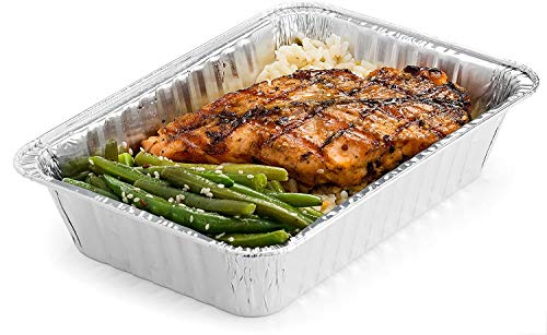 DecorRack 14 2.25 Lb Aluminum Pan with Dome Lid, Heavy Duty Rectangular Tin Foil Pans, Perfect for Reheating, Baking, Roasting, Meal Prep, To-Go Containers, Environmentally Friendly (Pack of 14)