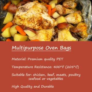 20Counts Oven Bags, Cooking Roasting Bags for Meats Chicken Fish Vegetables (10×15 inch)