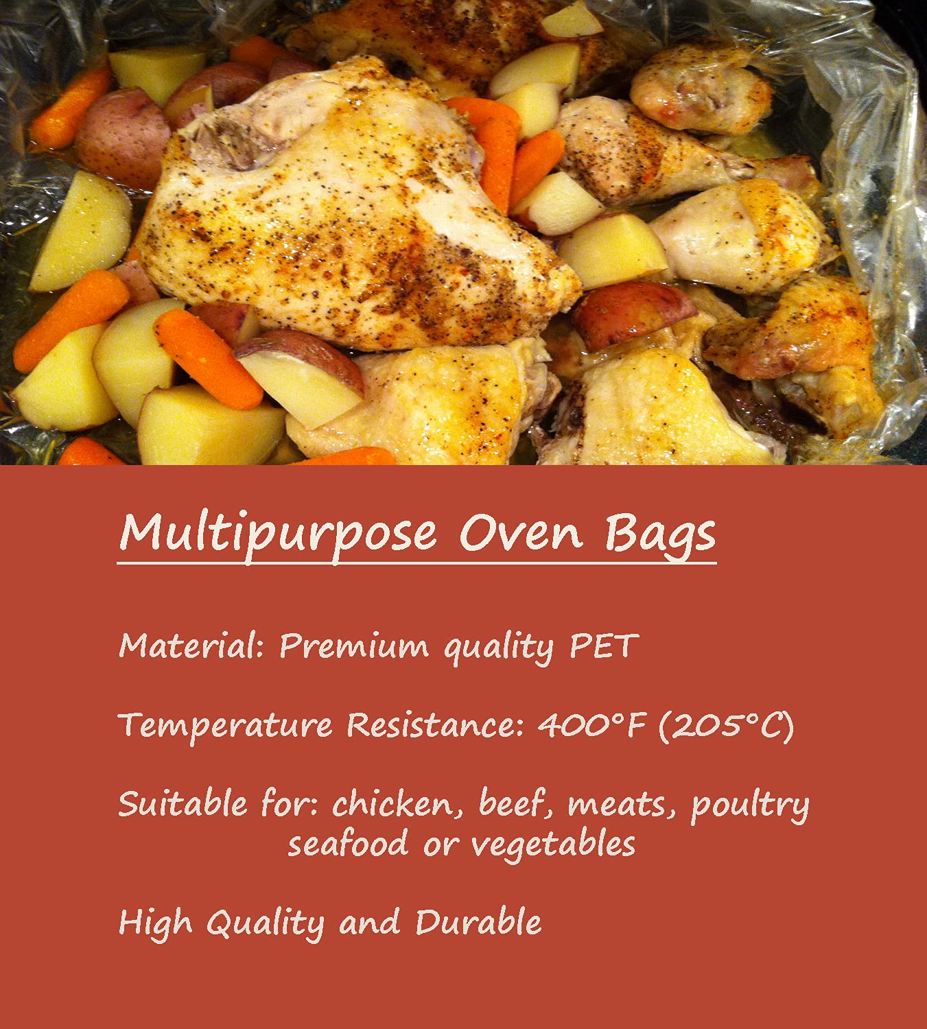 20Counts Oven Bags, Cooking Roasting Bags for Meats Chicken Fish Vegetables (10×15 inch)