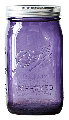 Ball Jar with Lid and Band - Pick Your Size and Color (Purple, Wide Mouth Quart - 32 oz.)