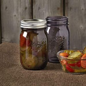 Ball Jar with Lid and Band - Pick Your Size and Color (Purple, Wide Mouth Quart - 32 oz.)