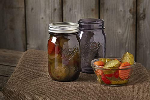 Ball Jar with Lid and Band - Pick Your Size and Color (Purple, Wide Mouth Quart - 32 oz.)