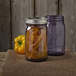 Ball Jar with Lid and Band - Pick Your Size and Color (Purple, Wide Mouth Quart - 32 oz.)