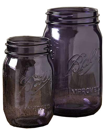 Ball Jar with Lid and Band - Pick Your Size and Color (Purple, Wide Mouth Quart - 32 oz.)