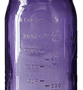 Ball Jar with Lid and Band - Pick Your Size and Color (Purple, Wide Mouth Quart - 32 oz.)