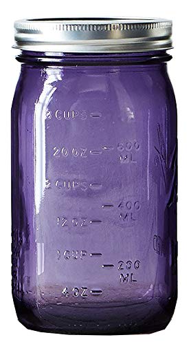 Ball Jar with Lid and Band - Pick Your Size and Color (Purple, Wide Mouth Quart - 32 oz.)